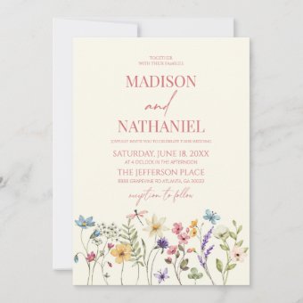 Wildflower Wild Flower Floral Garden Wedding Invitation | Zazzle