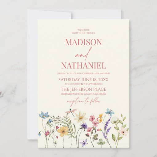 Wildflower Wild Flower Floral Garden Wedding Invitation | Zazzle
