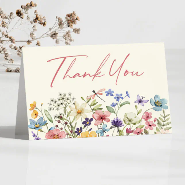 Wildflower Wild Flowers Floral Garden Thank You Card | Zazzle