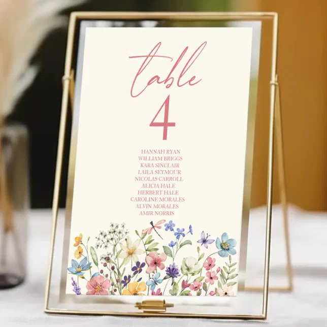 Wildflower Wild Flowers Floral Garden Wedding Table Number | Zazzle