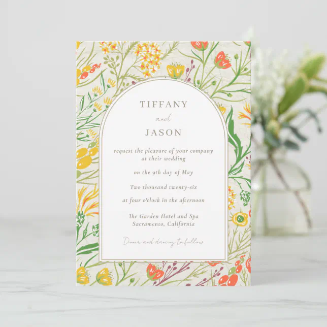 Wildflower Wild Meadow Outdoor Wedding Invitation | Zazzle
