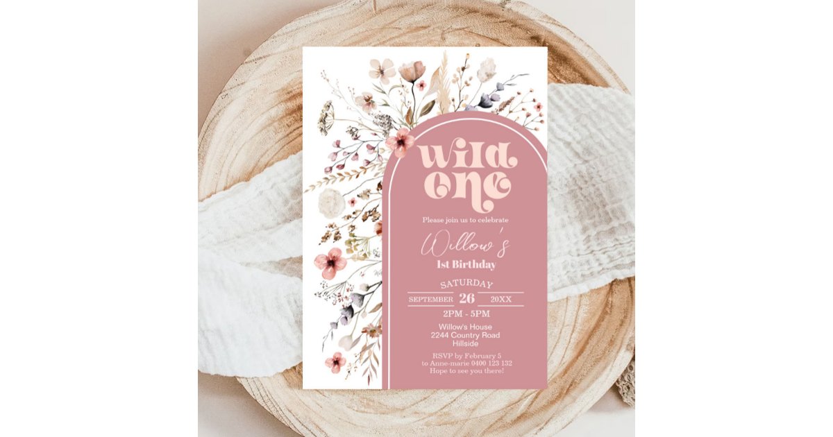 Wildflower Wild One Birthday Invitation | Zazzle