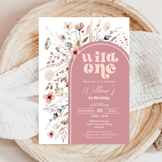 Wildflower Wild One Birthday Invitation | Zazzle