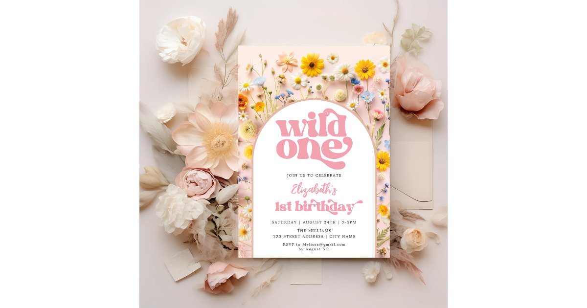Wildflower Wild One Birthday Invitation | Zazzle