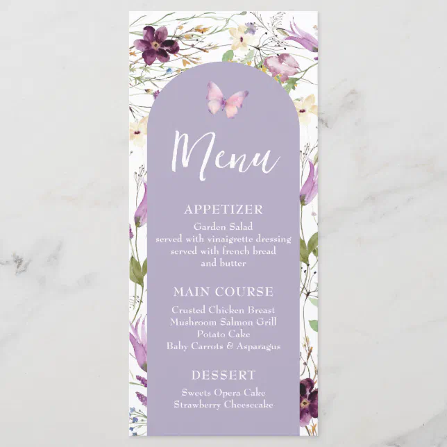 Wildflower Wild ONE Butterfly Garden Party Menu | Zazzle