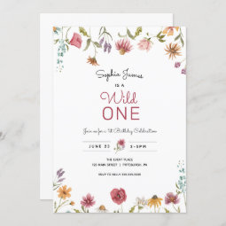 Wildflower Wild One First Birthday Invitation | Zazzle