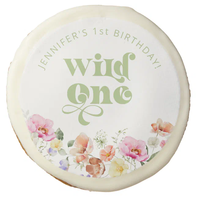 Wildflower Wild one girl 1st birthday Sugar Cookie | Zazzle