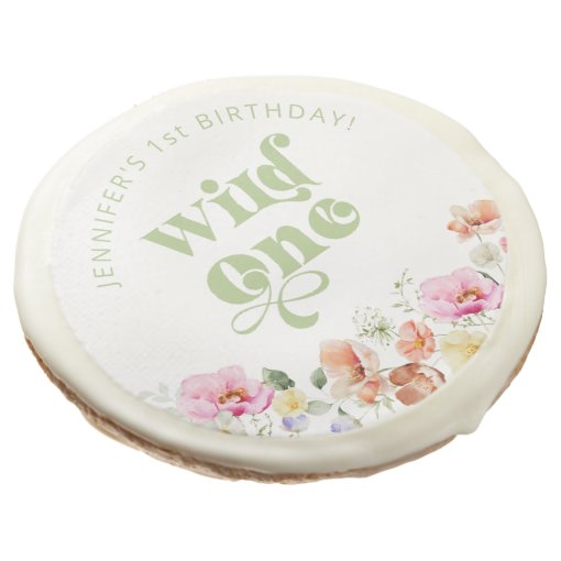 Wildflower Wild one girl 1st birthday Sugar Cookie | Zazzle