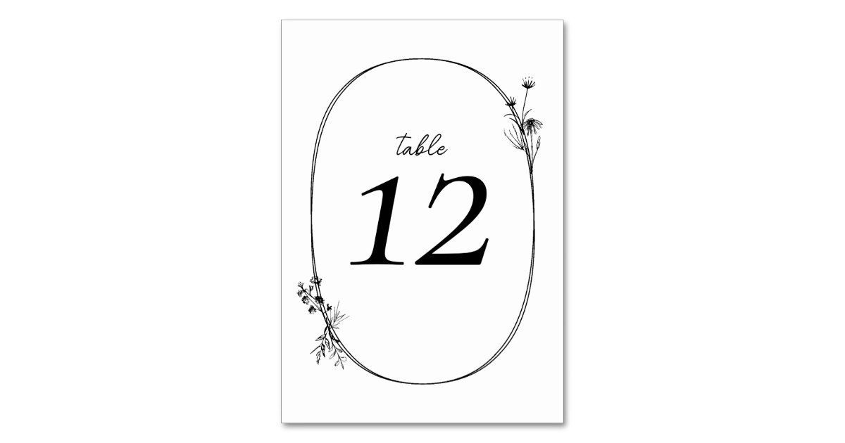 Wildflower Wreath Ivory Wedding Table Number | Zazzle