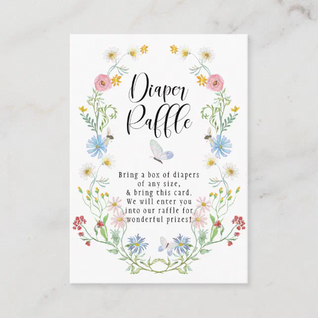 Wildflower Wreath Watercolor Flower Diaper Raffle Enclosure Card | Zazzle