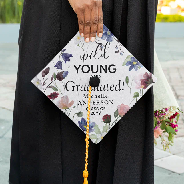 Wildflower 'Young, Wild & Graduated' Graduate Graduation Cap Topper ...