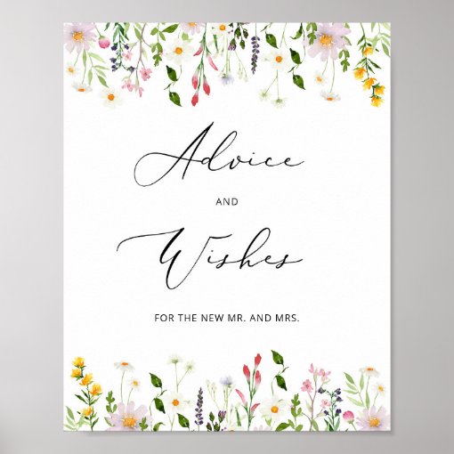 Wildflowers advice and wishes for Newlyweds Poster | Zazzle