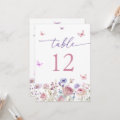 Wildflowers and Cute Butterfly Table Number | Zazzle