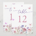 Wildflowers and Cute Butterfly Table Number | Zazzle