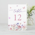Wildflowers and Cute Butterfly Table Number | Zazzle