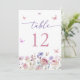 Wildflowers and Cute Butterfly Table Number | Zazzle