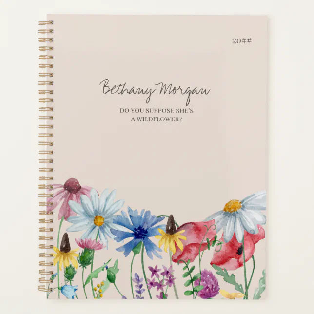 Wildflowers and Editable Quote Personalized Planner | Zazzle