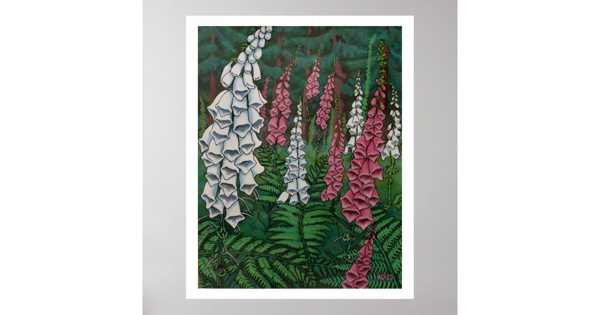 Wildflowers Art Poster Foxglove Flowers Painting | Zazzle