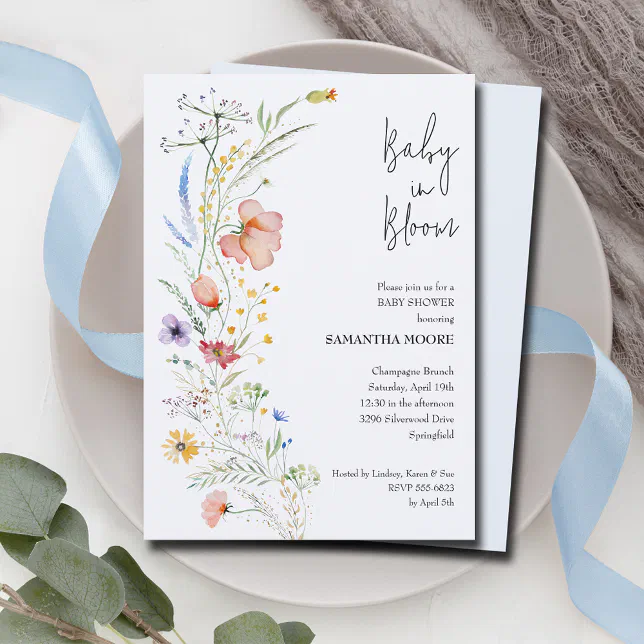 Wildflowers Baby Boy Shower Invitation | Zazzle