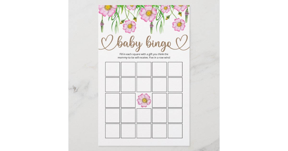 Wildflowers Baby In Bloom Baby Shower Bingo Game | Zazzle