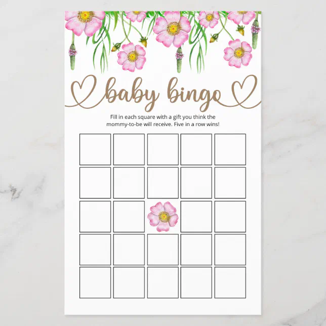 Wildflowers Baby In Bloom Baby Shower Bingo Game | Zazzle