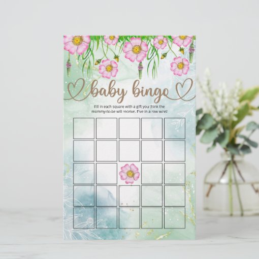 Wildflowers Baby In Bloom Baby Shower Bingo Game | Zazzle