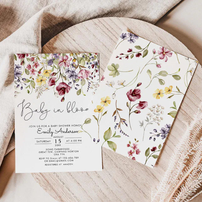 Wildflowers Baby In Bloom Baby Shower Invitation | Zazzle