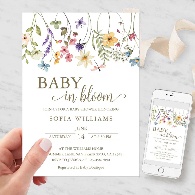 Wildflowers Baby in Bloom Baby Shower Invitation | Zazzle