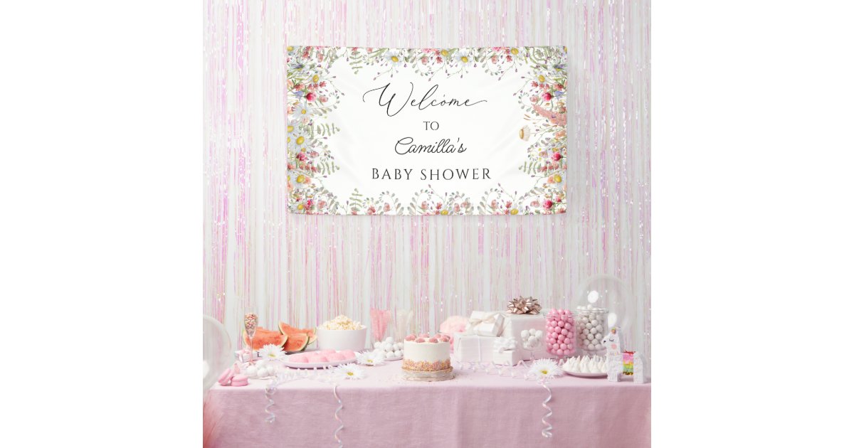 Wildflowers Baby Shower Backdrop Banner | Zazzle