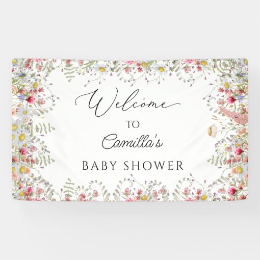 Wildflowers Baby Shower Backdrop Banner | Zazzle