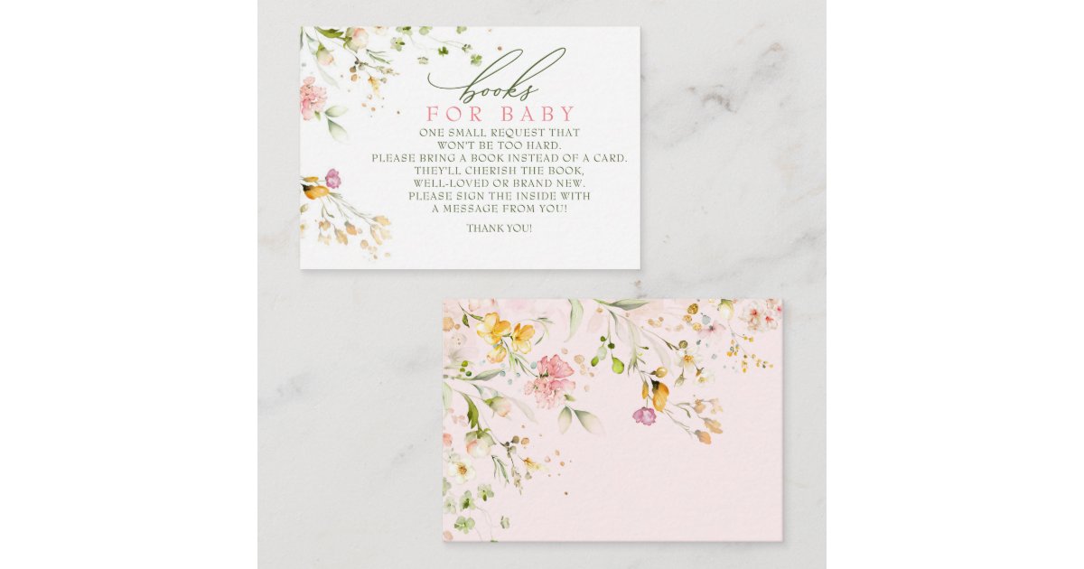 Wildflowers Baby Shower Books For Baby Request Enc Enclosure Card | Zazzle