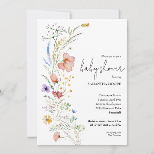 Wildflowers Baby Shower Invitation | Zazzle