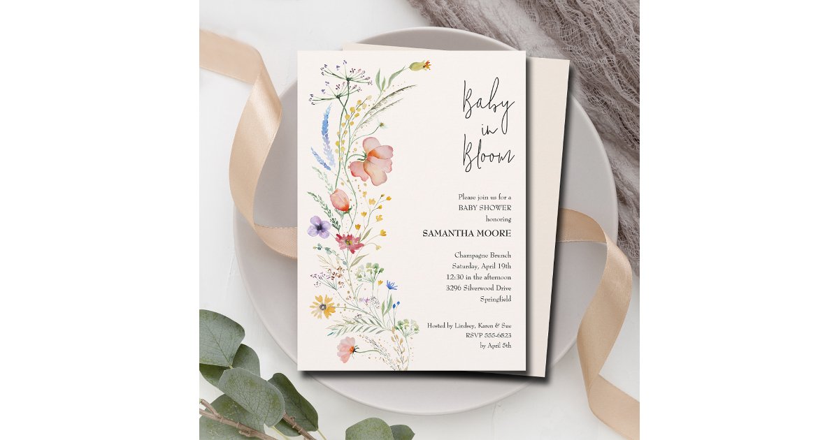Wildflowers Baby Shower Invitation | Zazzle