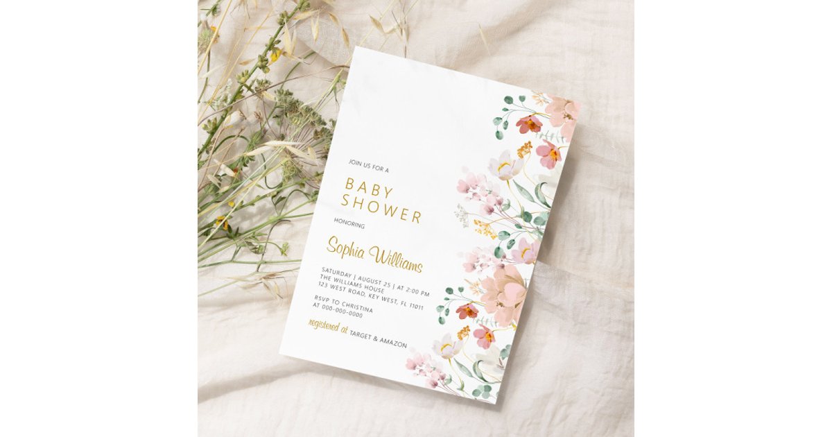 Wildflowers Baby Shower Invitation | Zazzle