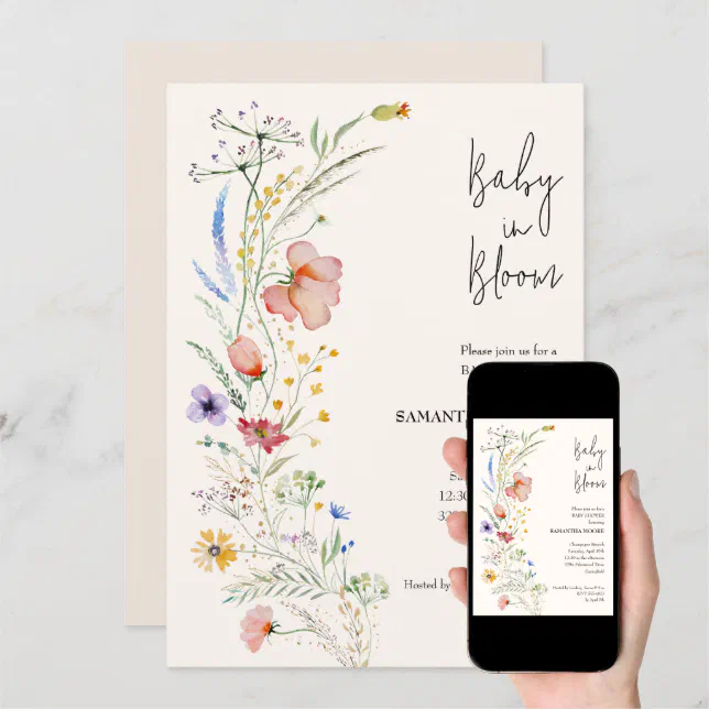 Wildflowers Baby Shower Invitation | Zazzle
