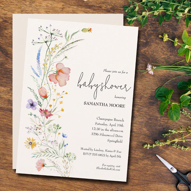 Wildflowers Baby Shower Invitations | Zazzle