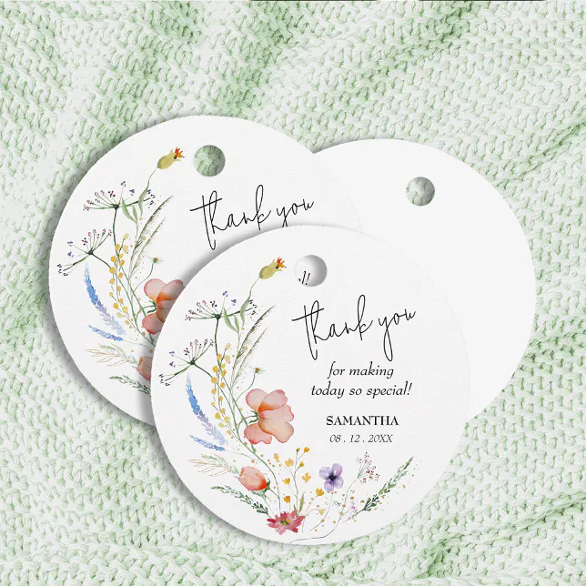Wildflowers Baby Shower Thank You Favor Tags | Zazzle