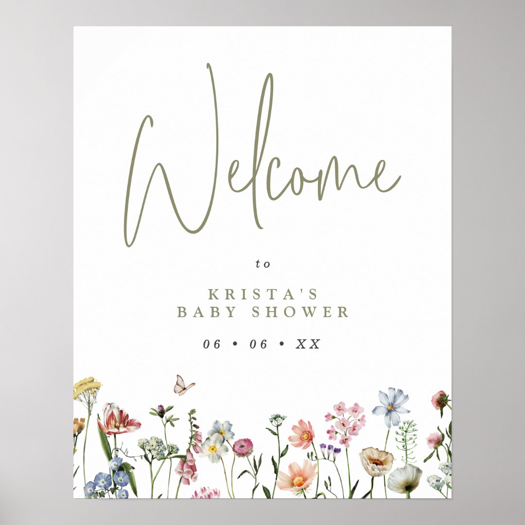 Wildflowers Baby Shower Welcome Poster | Zazzle