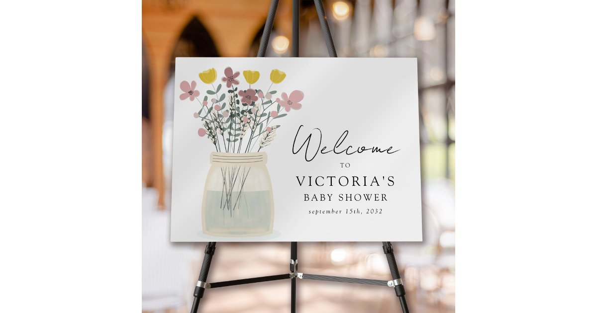 Wildflowers Baby Shower Welcome Sign | Zazzle