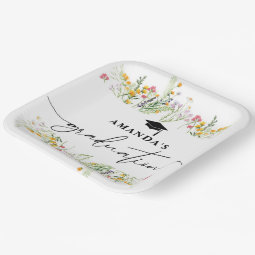 Wildflowers Boho Graduation Party Paper Plates | Zazzle