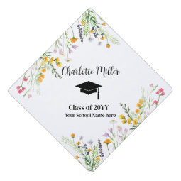 Wildflowers boho personalized graduation graduation cap topper | Zazzle