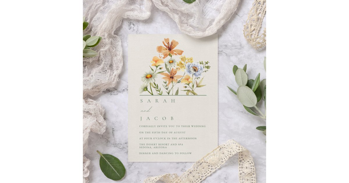 Wildflowers Botanical Garden Wedding Invitation | Zazzle