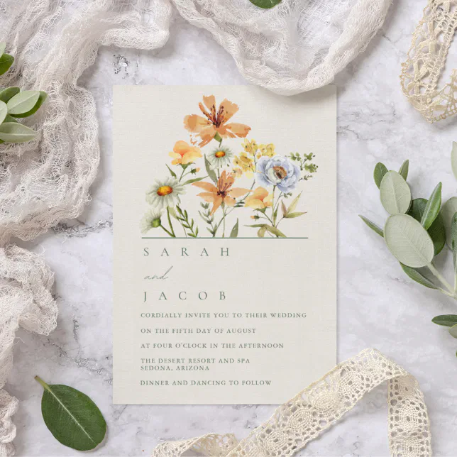 Wildflowers Botanical Garden Wedding Invitation | Zazzle