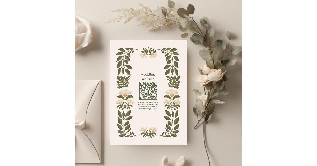 Wildflowers Botanical Garden Wedding QR Code Enclosure Card | Zazzle