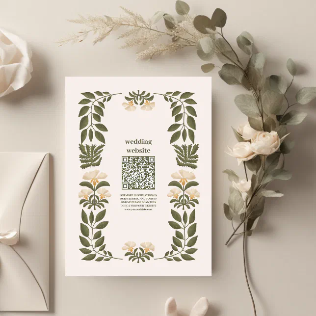 Wildflowers Botanical Garden Wedding QR Code Enclosure Card | Zazzle
