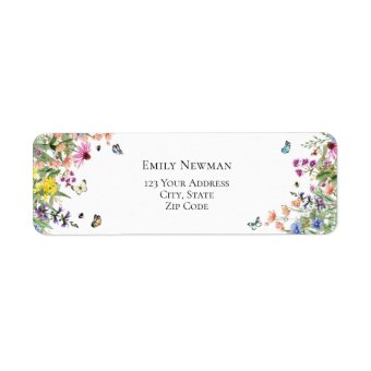 Wildflowers & Butterflies Label | Zazzle