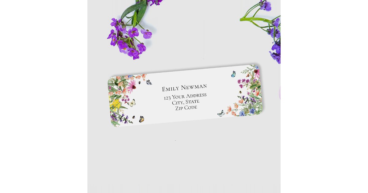 Wildflowers & Butterflies Label | Zazzle