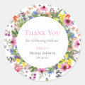 Wildflowers & Butterflies Thank You Classic Round Sticker | Zazzle