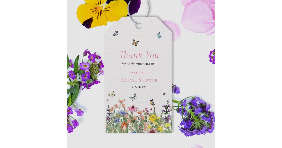 Wildflowers & Butterflies Thank You Gift Tags | Zazzle
