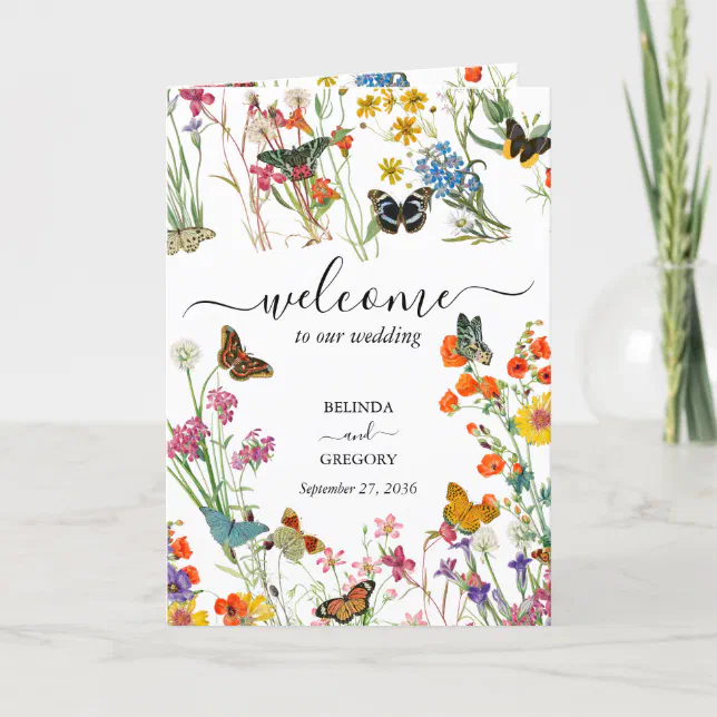 Wildflowers Butterflies Wedding Order of Service Program | Zazzle